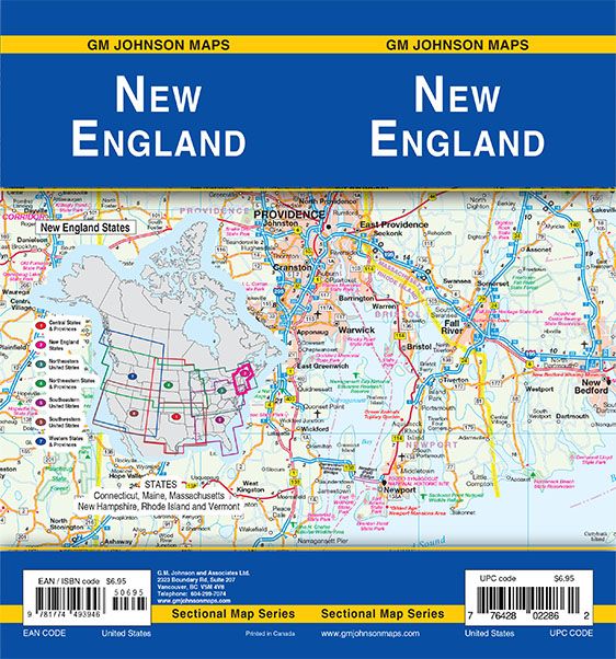 New England States, USA Sectional Map - GM Johnson Maps