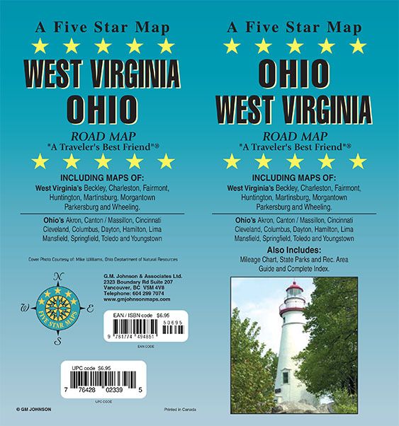 Ohio / West Virginia, USA State Map - GM Johnson Maps
