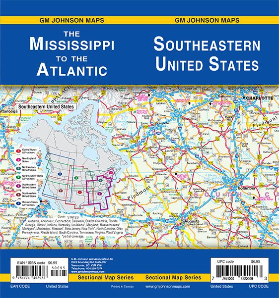 Southeastern United States, USA Sectional Map - GM Johnson Maps