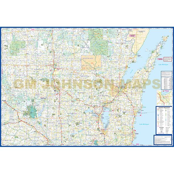 Wisconsin Central Wisconsin Regional Map GM Johnson Maps Wisconsin Central Wisconsin Regional Map GM Johnson Maps