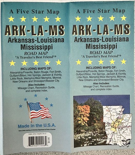 Arkansas / Louisiana / Mississippi, USA State Map - GM Johnson Maps