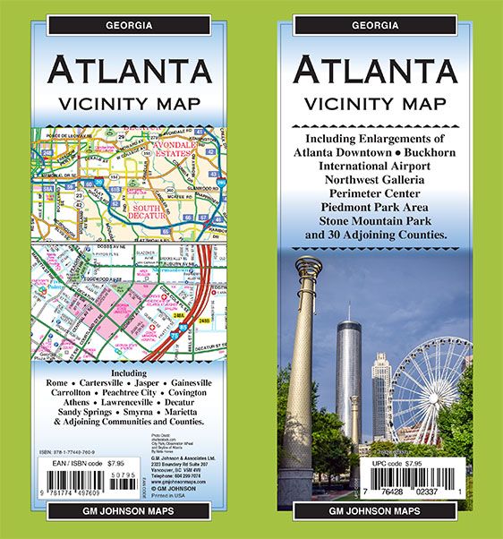 Atlanta & Vicinity, Georgia Regional Map - GM Johnson Maps
