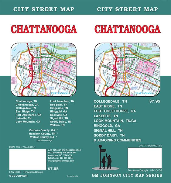 Chattanooga, Tennessee Street Map - GM Johnson Maps