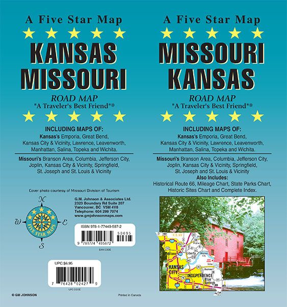 Kansas / Missouri State Map - GM Johnson Maps