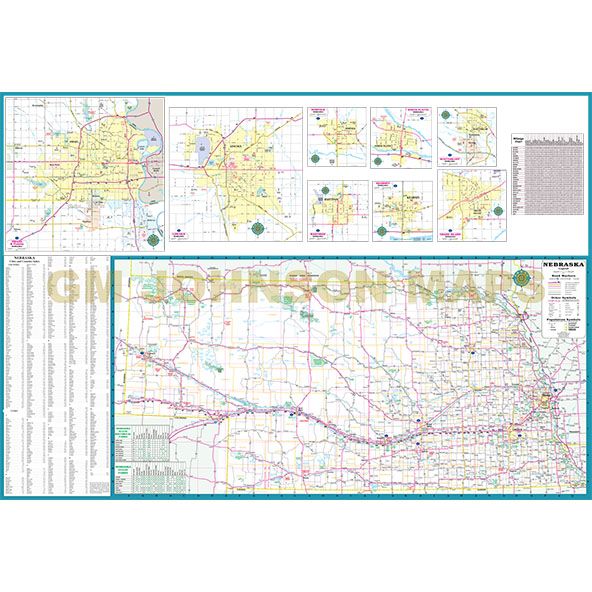 Iowa / Nebraska, USA State Map - GM Johnson Maps
